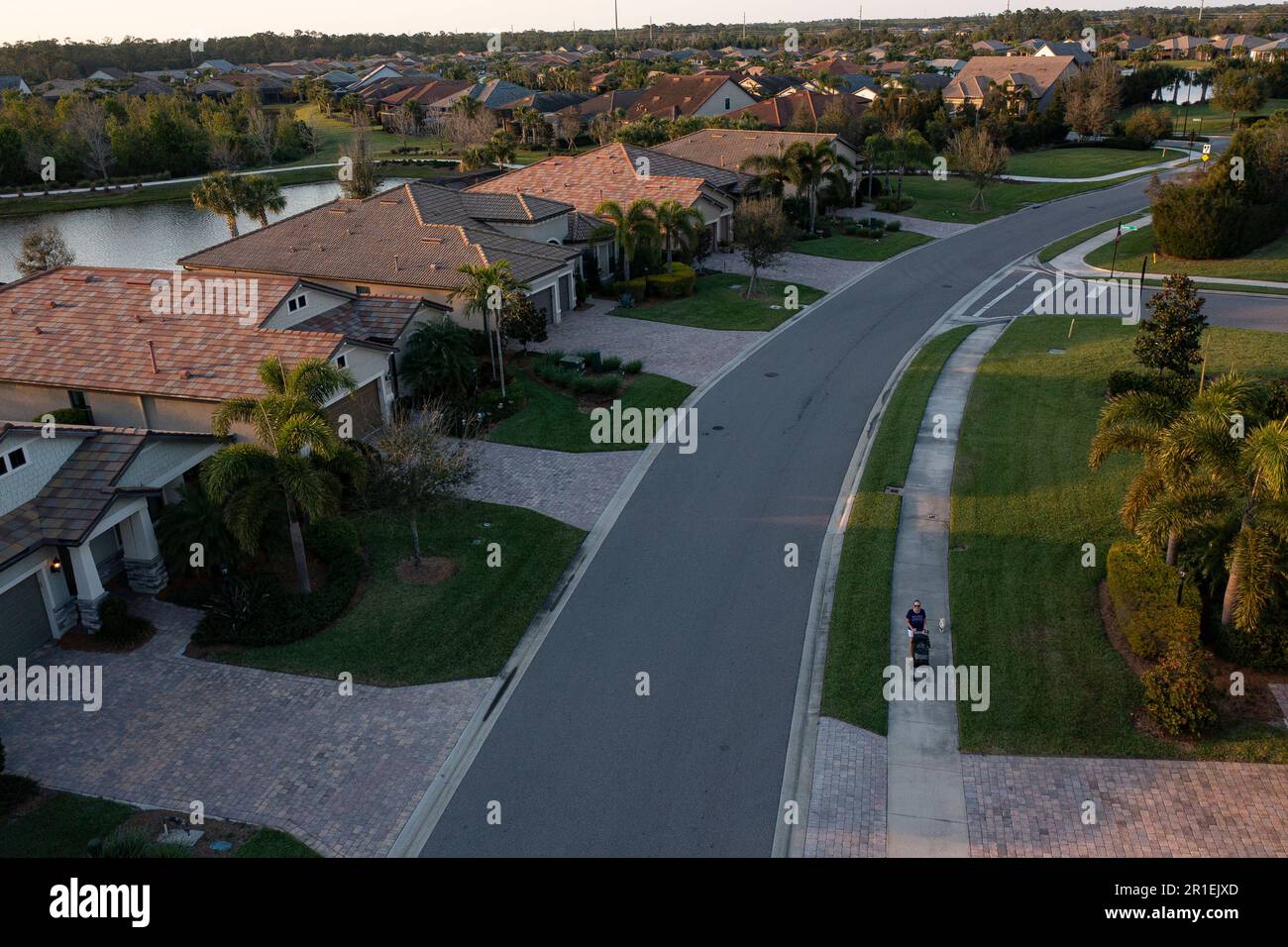 Aerial Views of Dell Webb Lakewood Ranch Community in Florida Stock ...