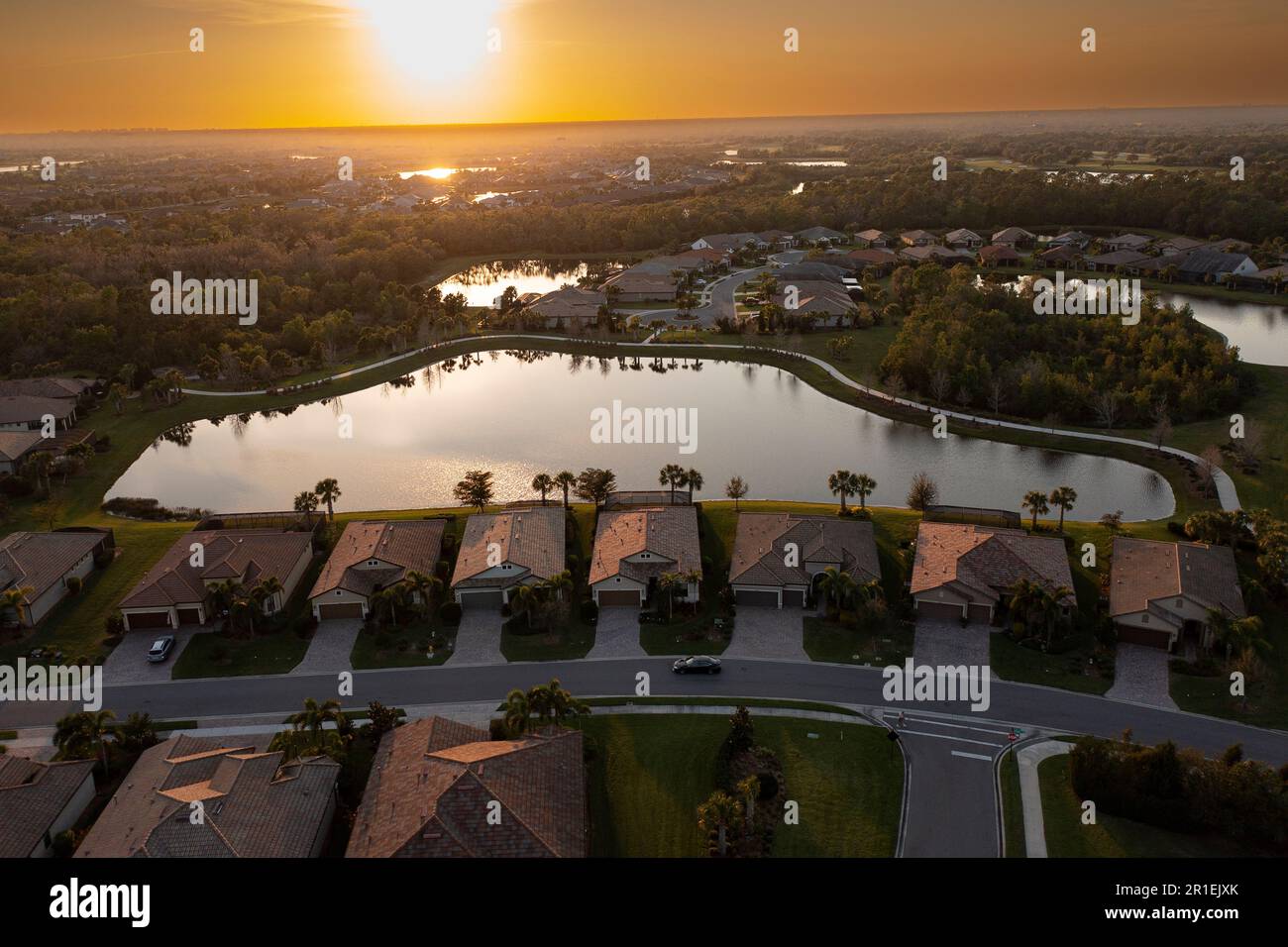 Aerial Views of Dell Webb Lakewood Ranch Community in Florida Stock ...