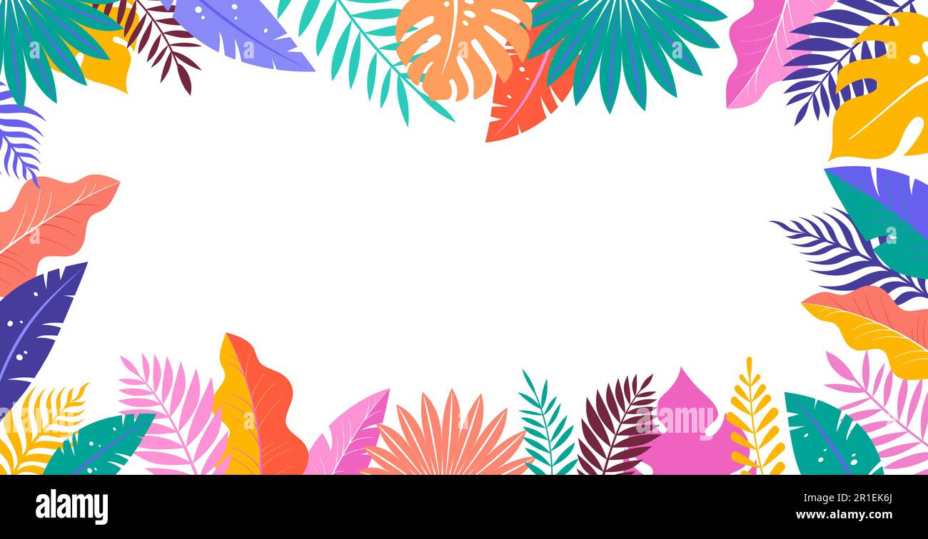 Summer background, abstract design with tropical leaves, colorful ...