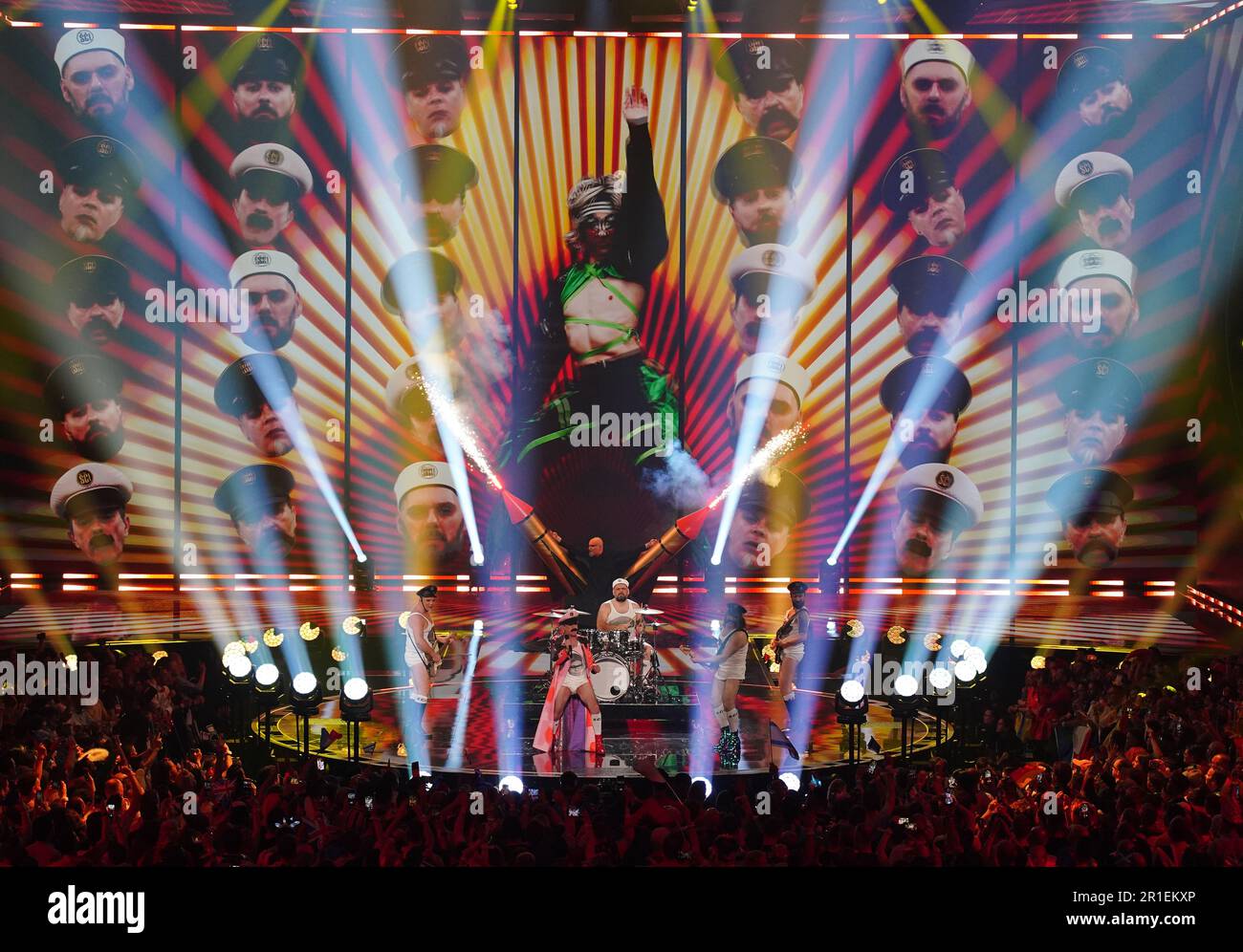 Croatia entrant Let 3 during the grand final for the Eurovision Song ...