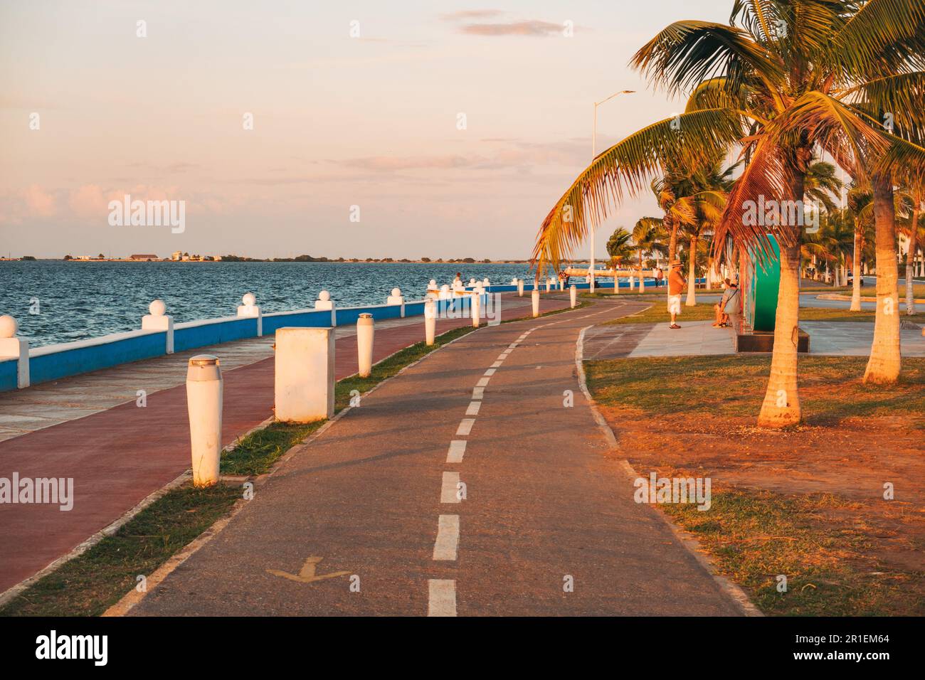 a running and cycling track spans the malecón in Campeche, Mexico Stock ...