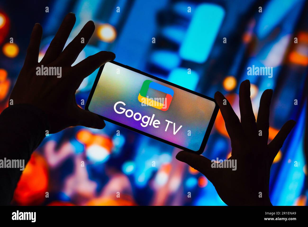 In this photo illustration, the Google TV logo is displayed on a ...