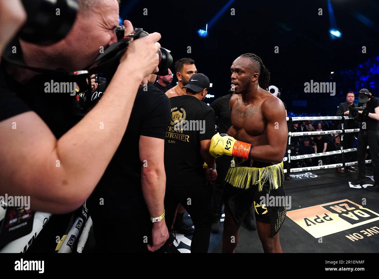 KSI celebrates victory via KO against Joe Fournier after the ...