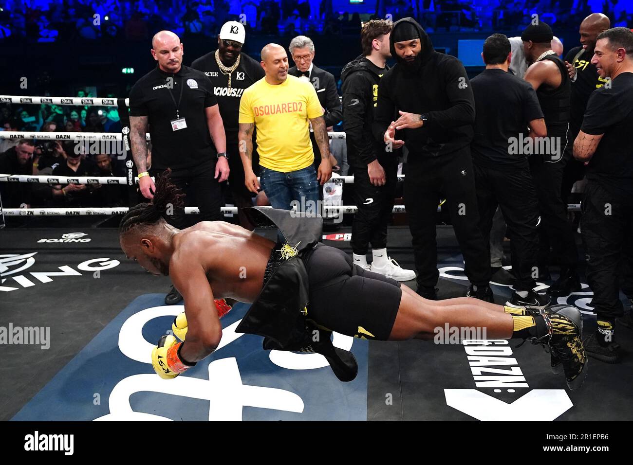KSI celebrates victory via KO against Joe Fournier after the ...