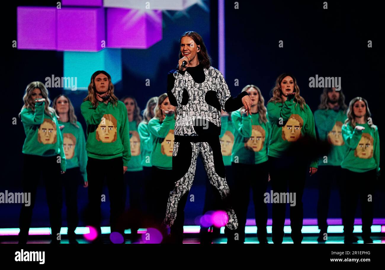 Dadi Freyr performing in the grand final for the Eurovision Song ...