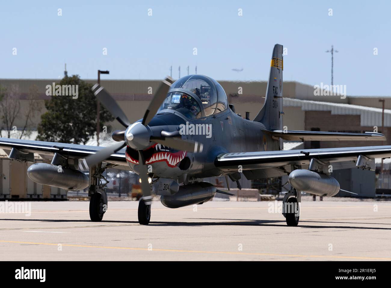 A Colombian Air Force A-29B Super Tucano arrives for exercise Red Flag ...