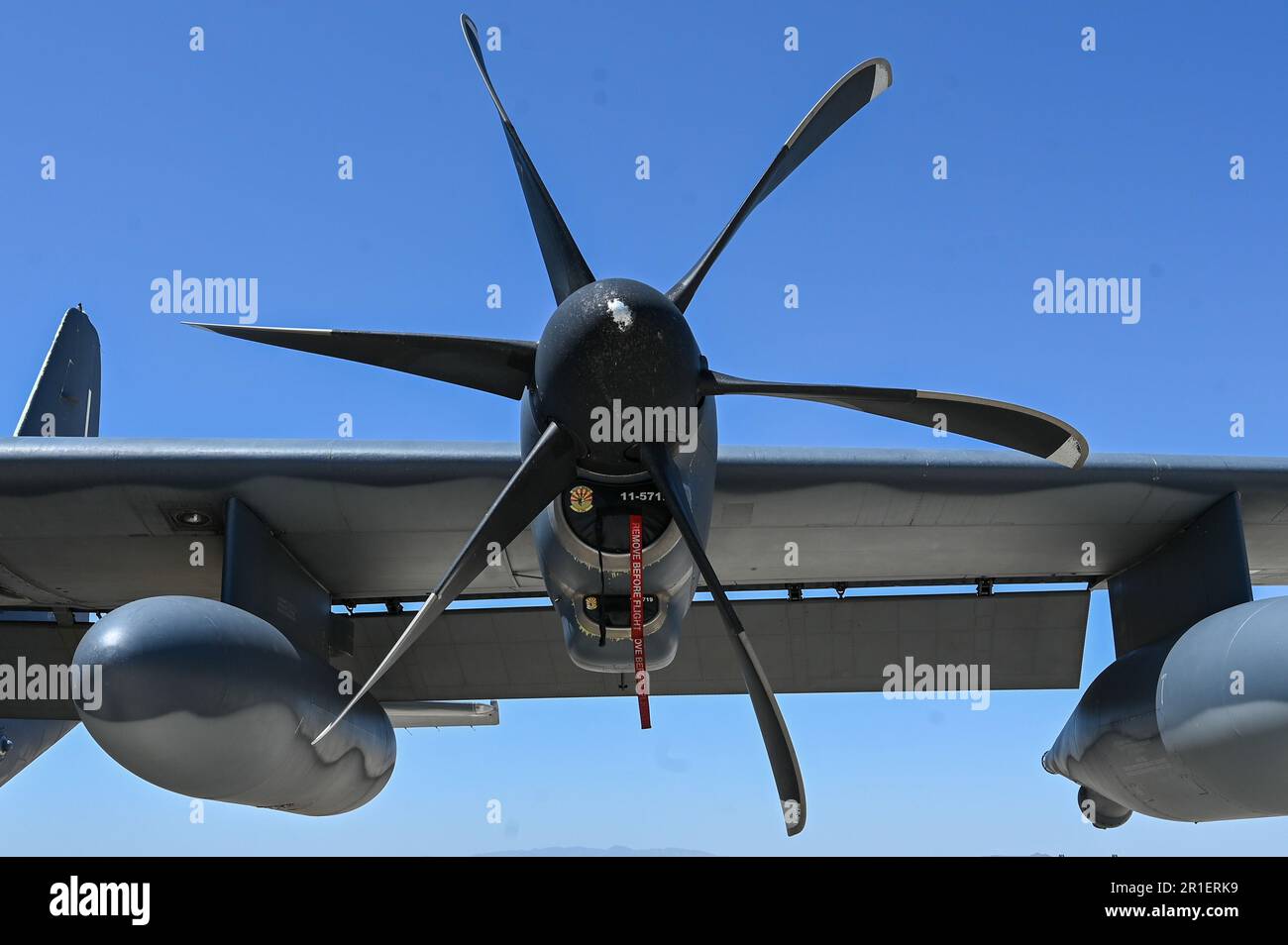 A U.S. Air Force HC-130J Combat King II sits on the flightline at Davis ...