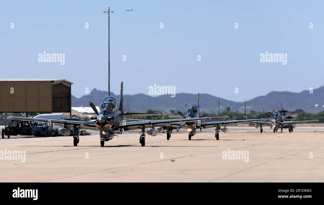 Colombian Air Force A-29B Super Tucanos arrive for Red Flag-Rescue 23-1 ...