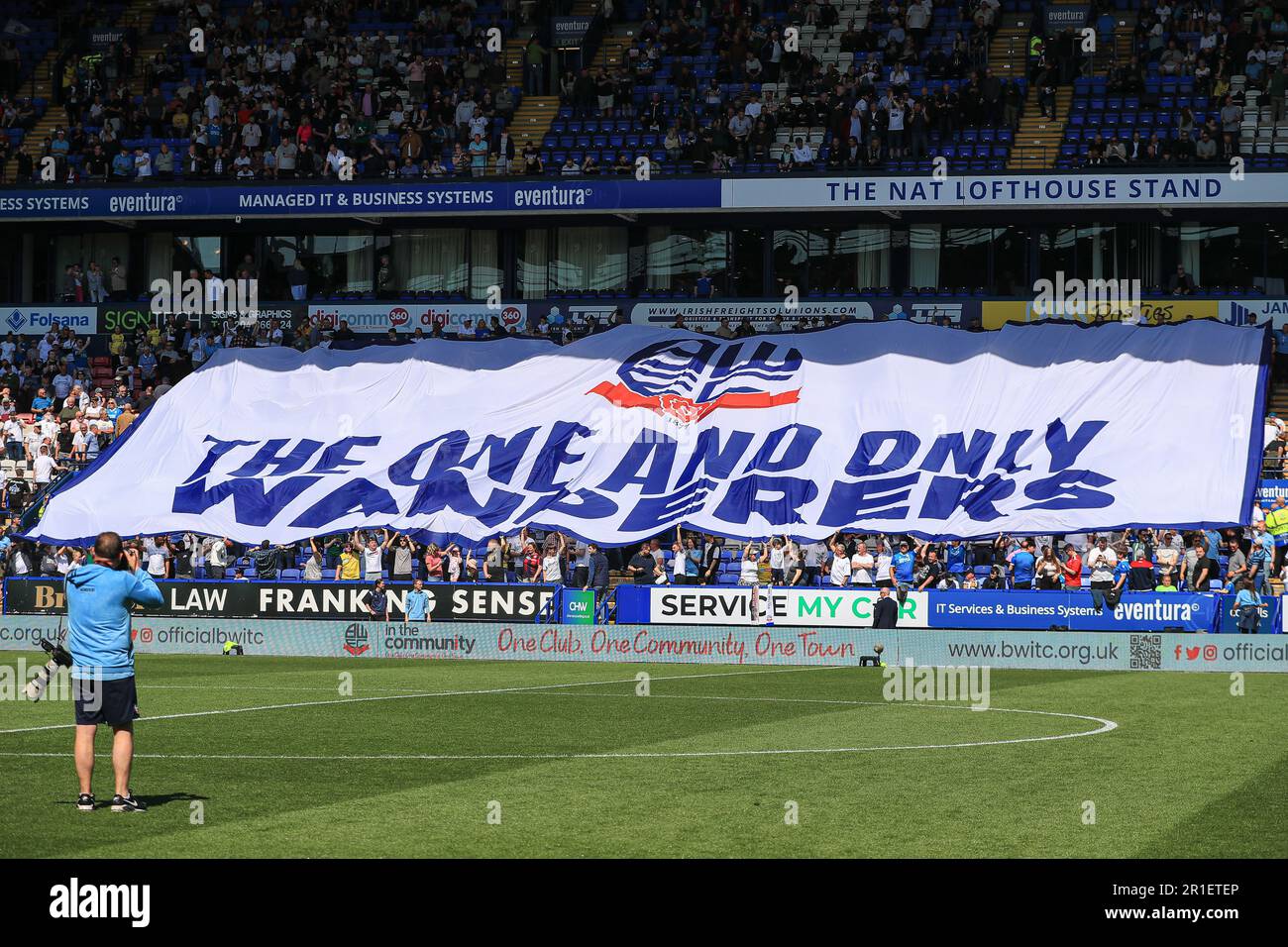 Photographer takes a photograph of a flag during the Sky Bet League 1 ...