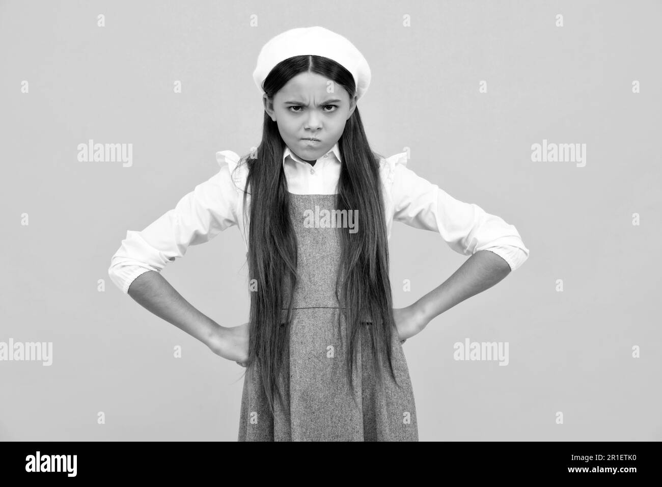 Child girl with angry expression. 12, 13, 14 year old teenager with ...