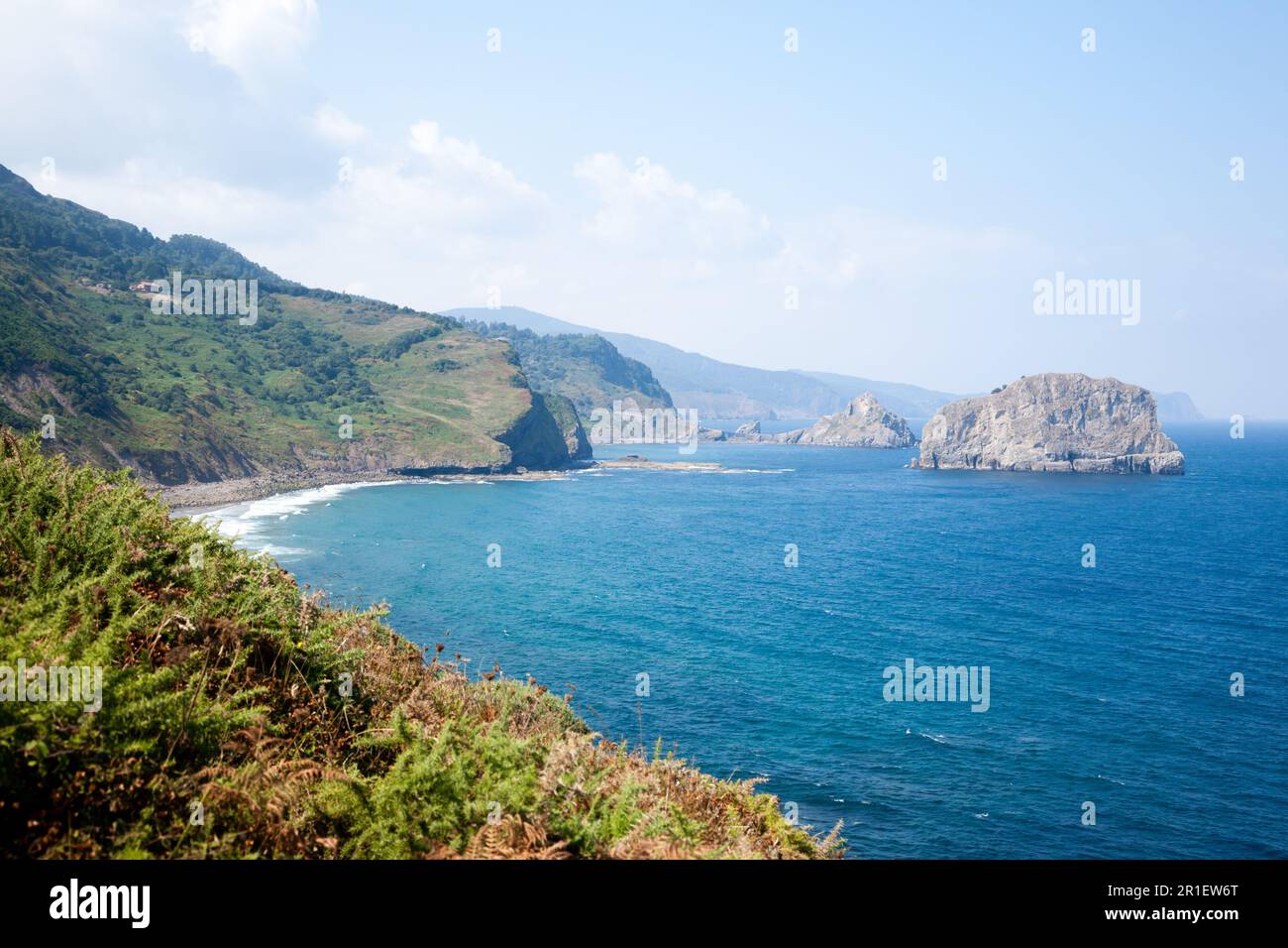 Gulf of Biscay cliffs landscape, Spain. Cape Matxitxako area. Spanish ...