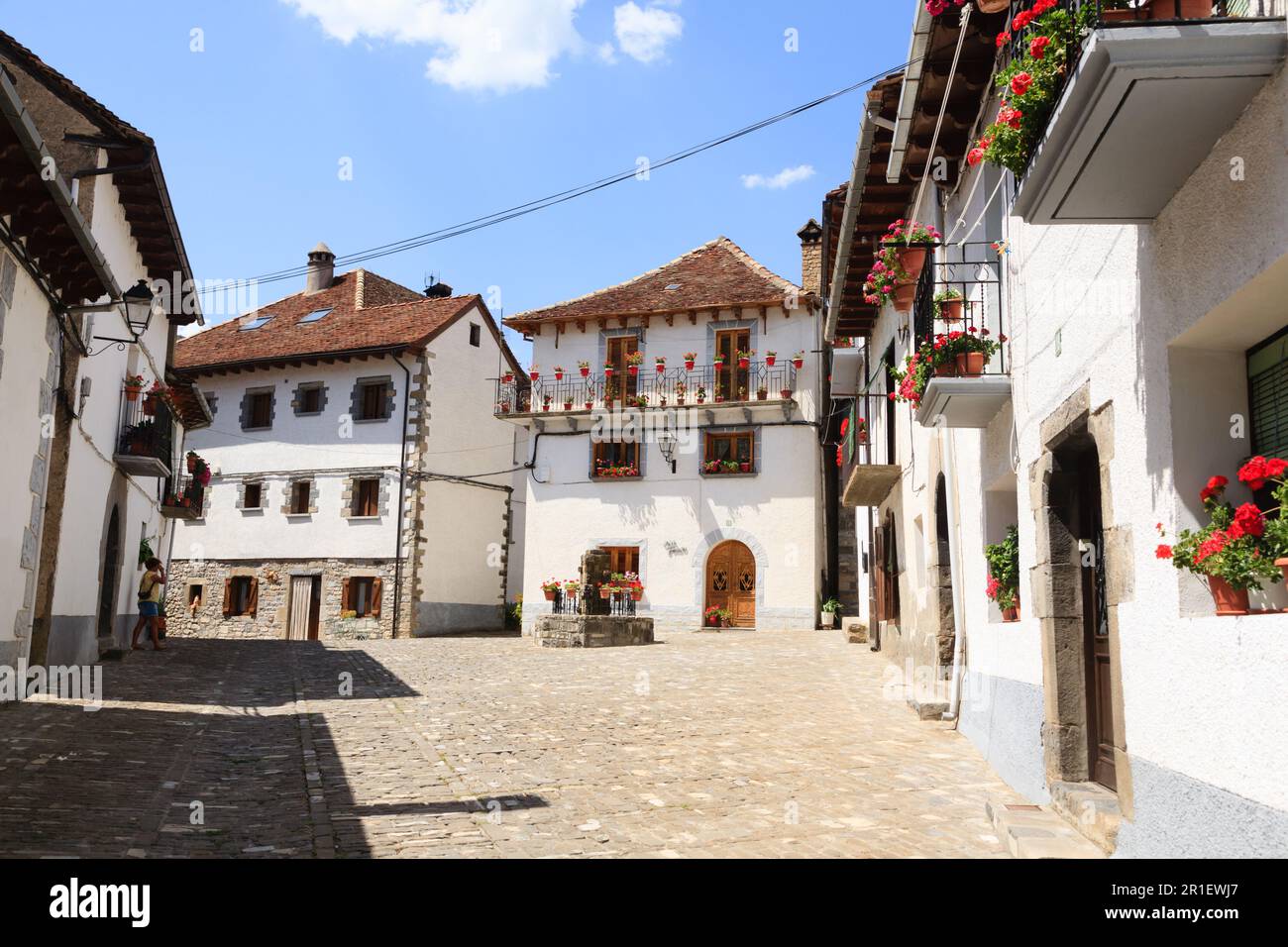 Old town of the beautiful village of Anso, Huesca, Spain. Pyrenees ...
