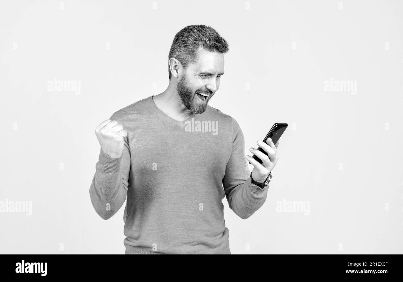 man blogger use smartphone. professional ceo working online. typing and ...