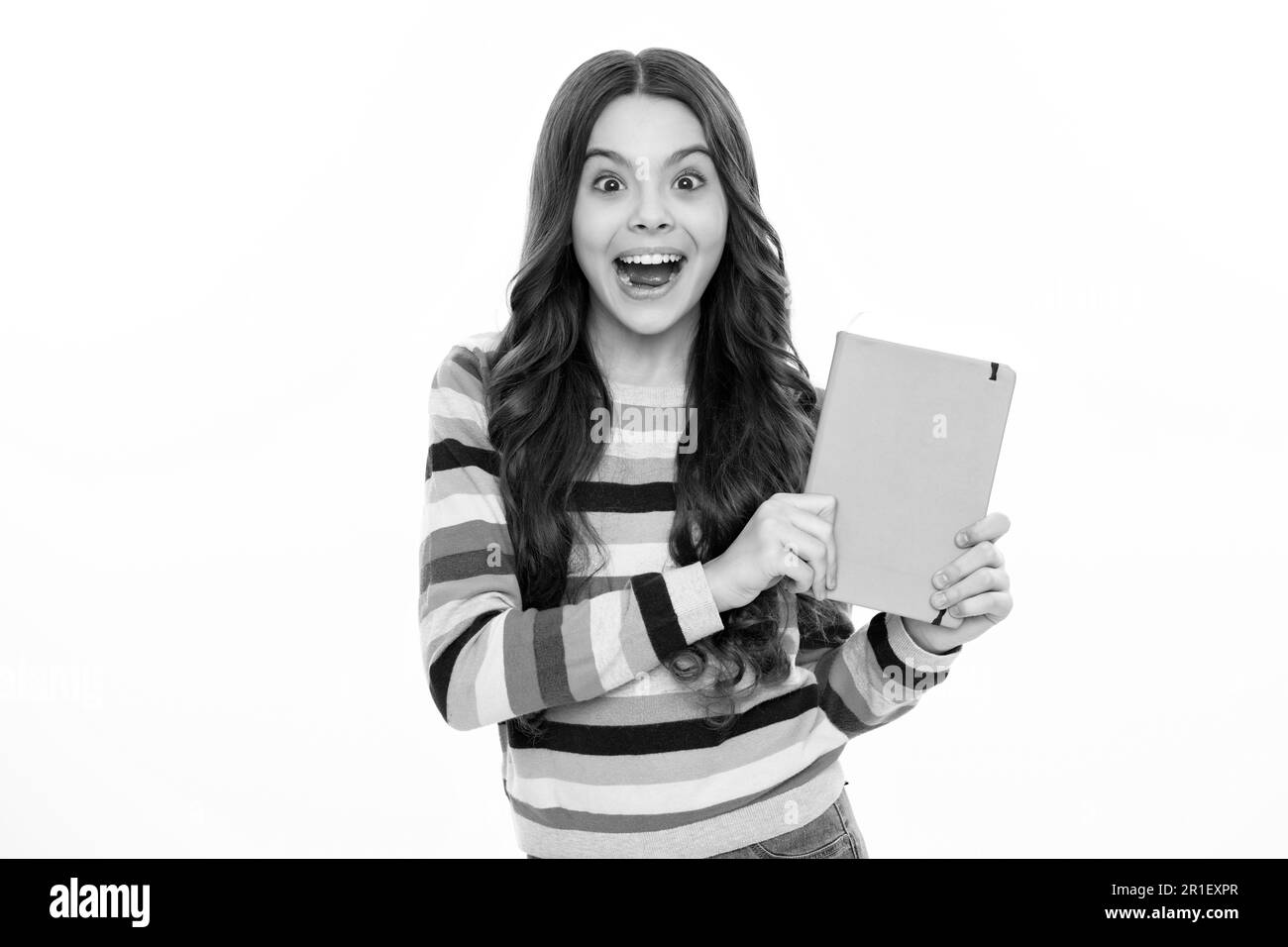 Teenage school girl with books. Schoolgirl student. Excited face ...