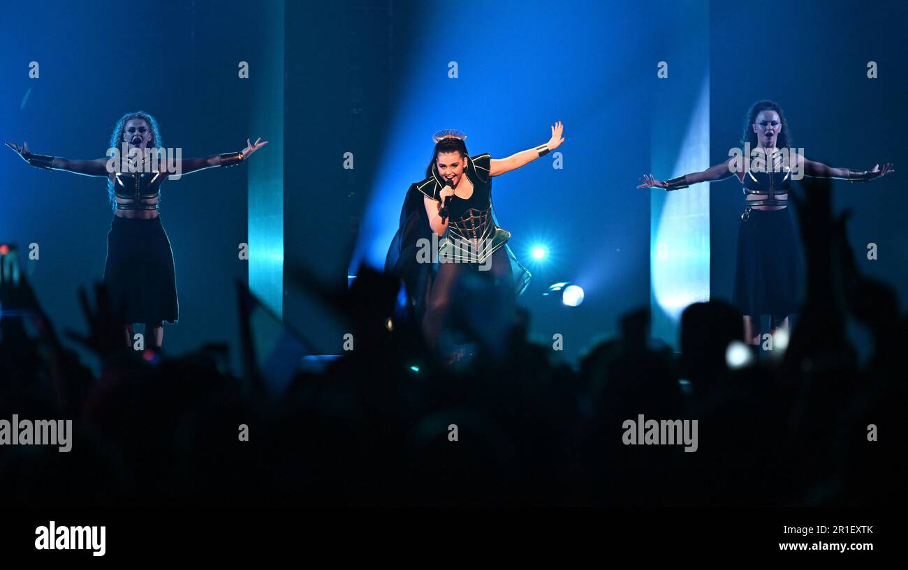 Liverpool, UK. 13th May, 2023. Alessandra (M) from Norway sings "Queen ...