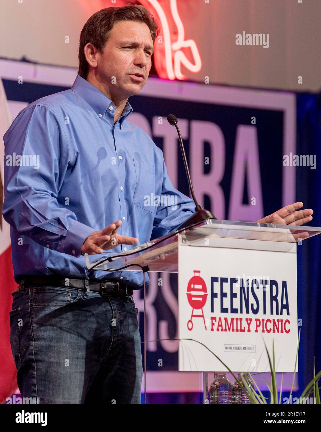 Sioux Center, Iowa, USA. 13th May, 2023. Florida Governor RON DESANTIS ...