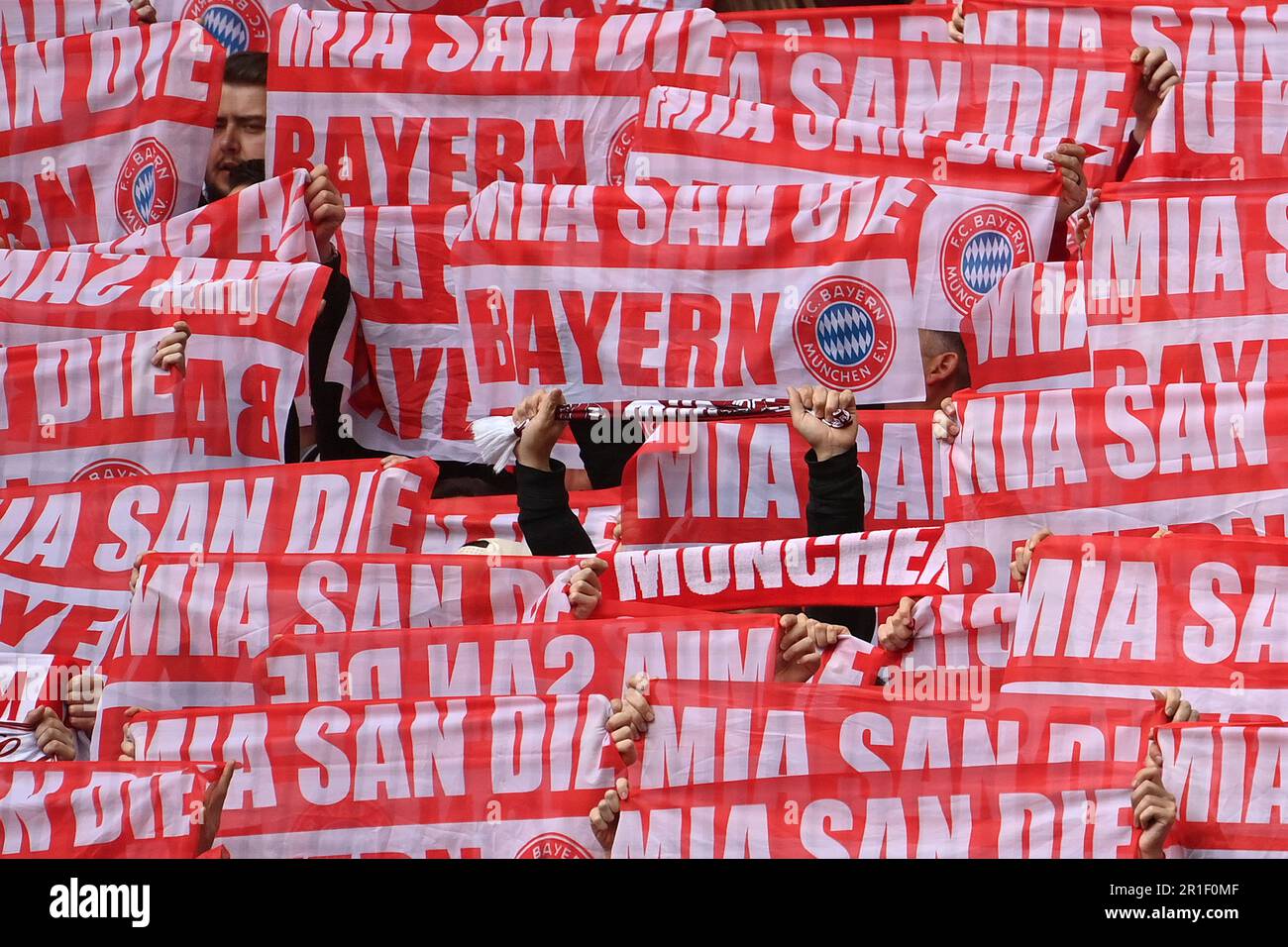Munich, Deutschland. 13th May, 2023. Fan choreography, banners, signs ...