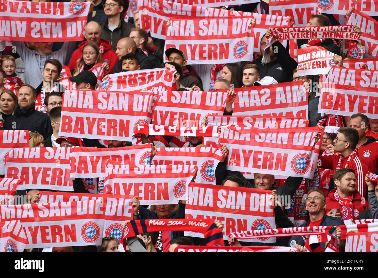 Munich, Deutschland. 13th May, 2023. Fan choreography, banners, signs ...