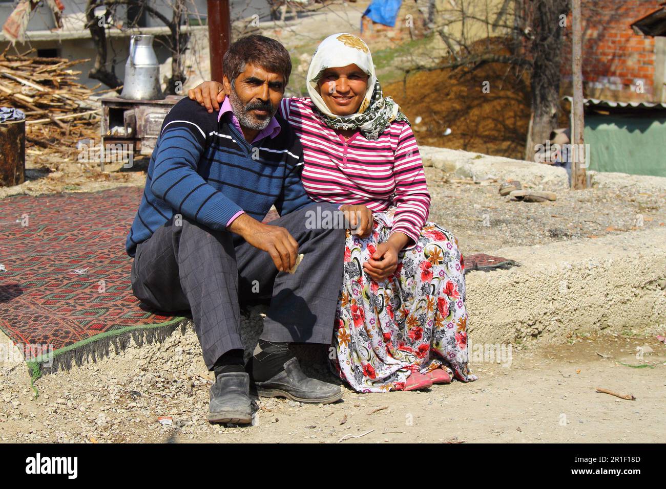 Sakarya, Turkey. March 25, 2012: A poor couple living in the Yenidogan ...