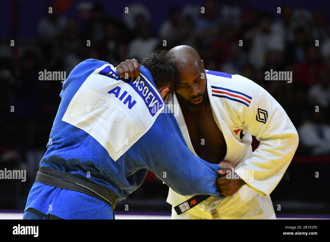 Doha, Qatar. 13th May, 2023. Teddy Riner (FRA) fights against Inal Tasoev (AIN) during the Final ...