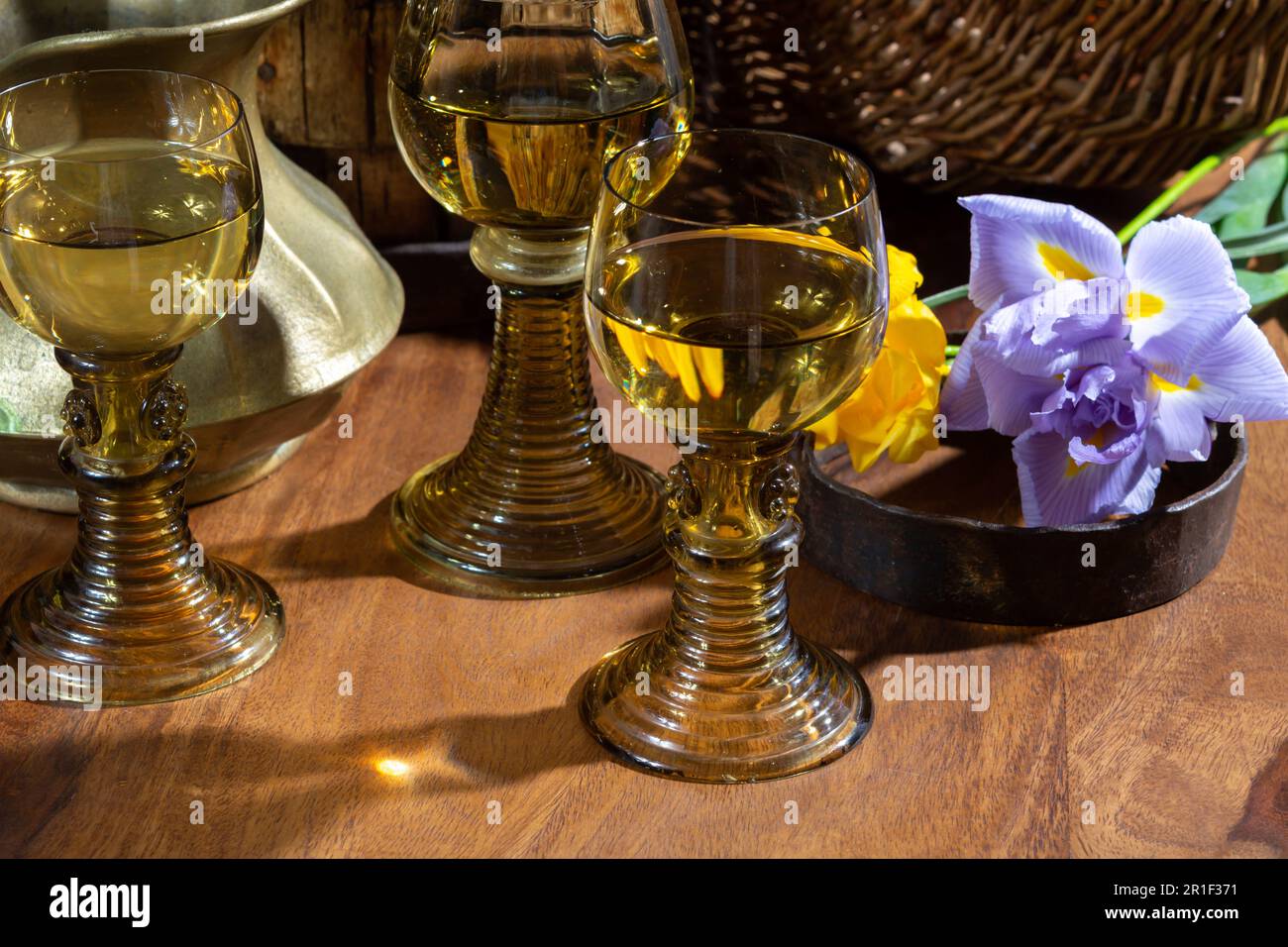 Antique German glassware, old Dutch style rummer or roemer glasses for ...