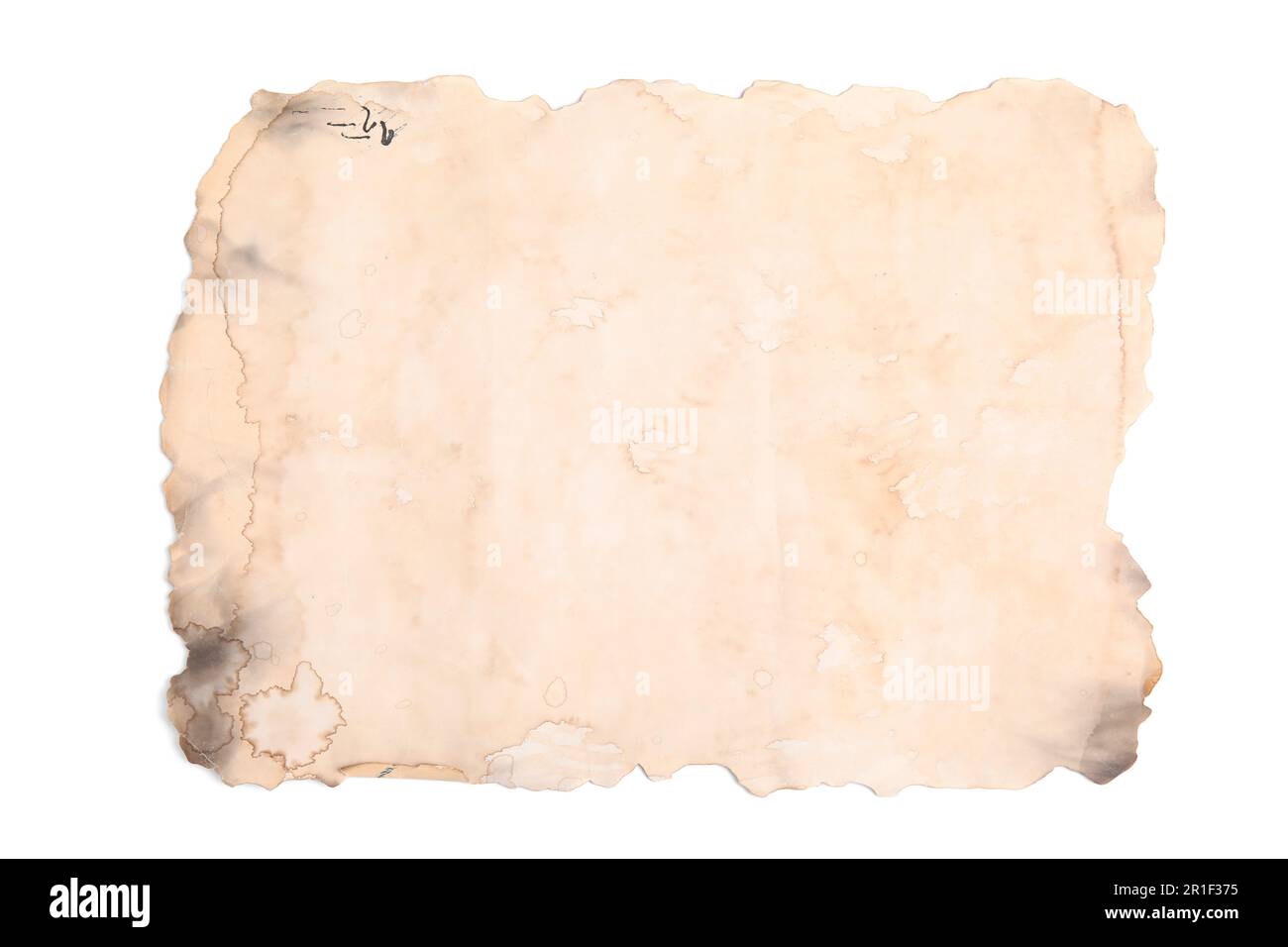 Sheet of old paper isolated on white, top view. Space for text Stock ...