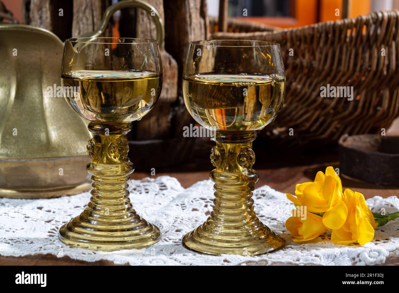 Antique German glassware, old Dutch style rummer or roemer glasses for ...