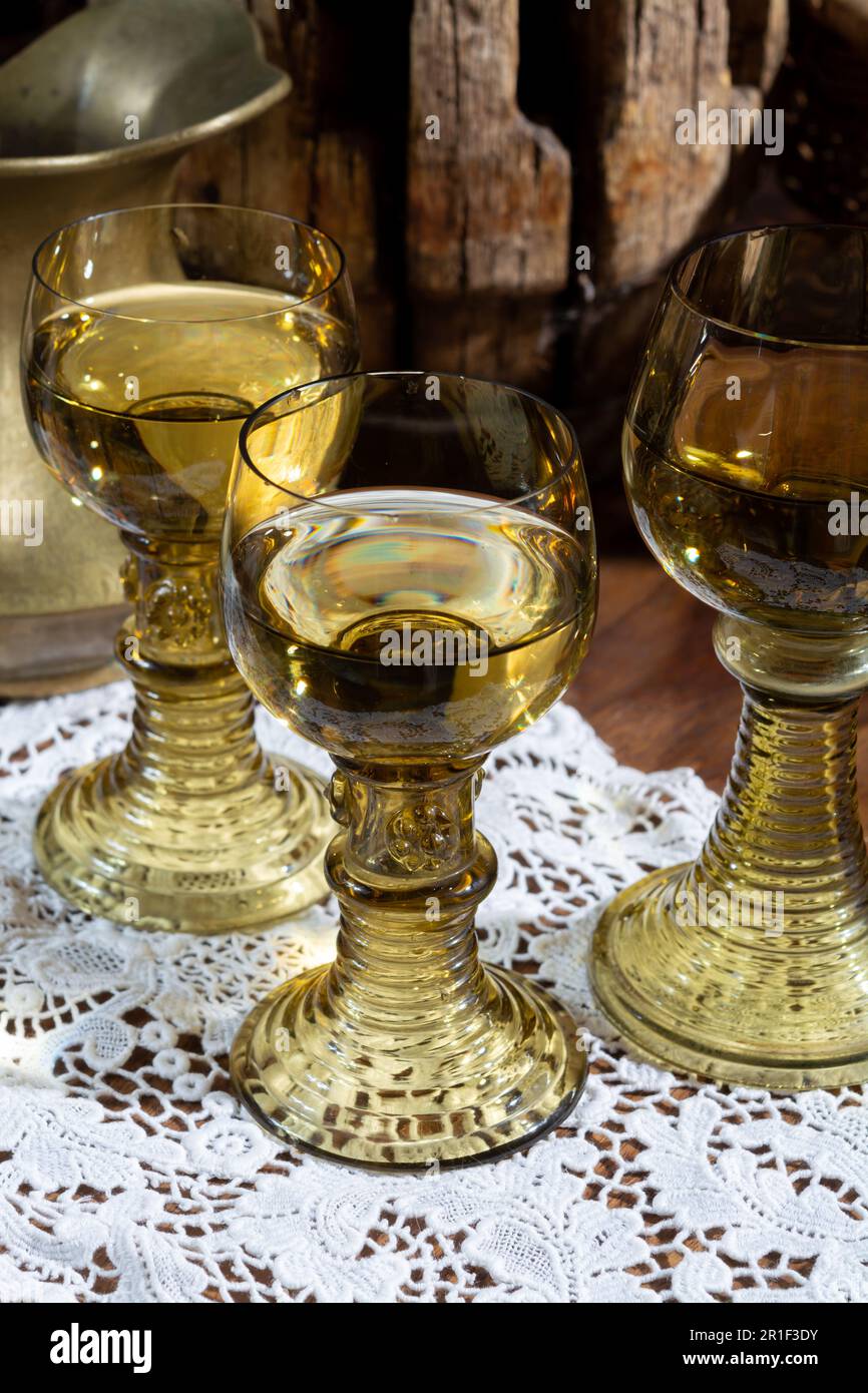 Antique German glassware, old Dutch style rummer or roemer glasses for ...