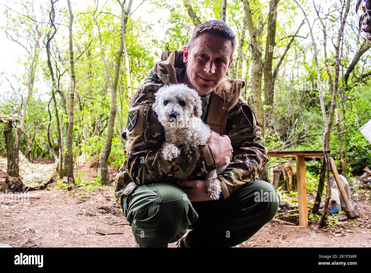 Ukrainian soldier of the 28th Artillery Battalion with a tactical war ...