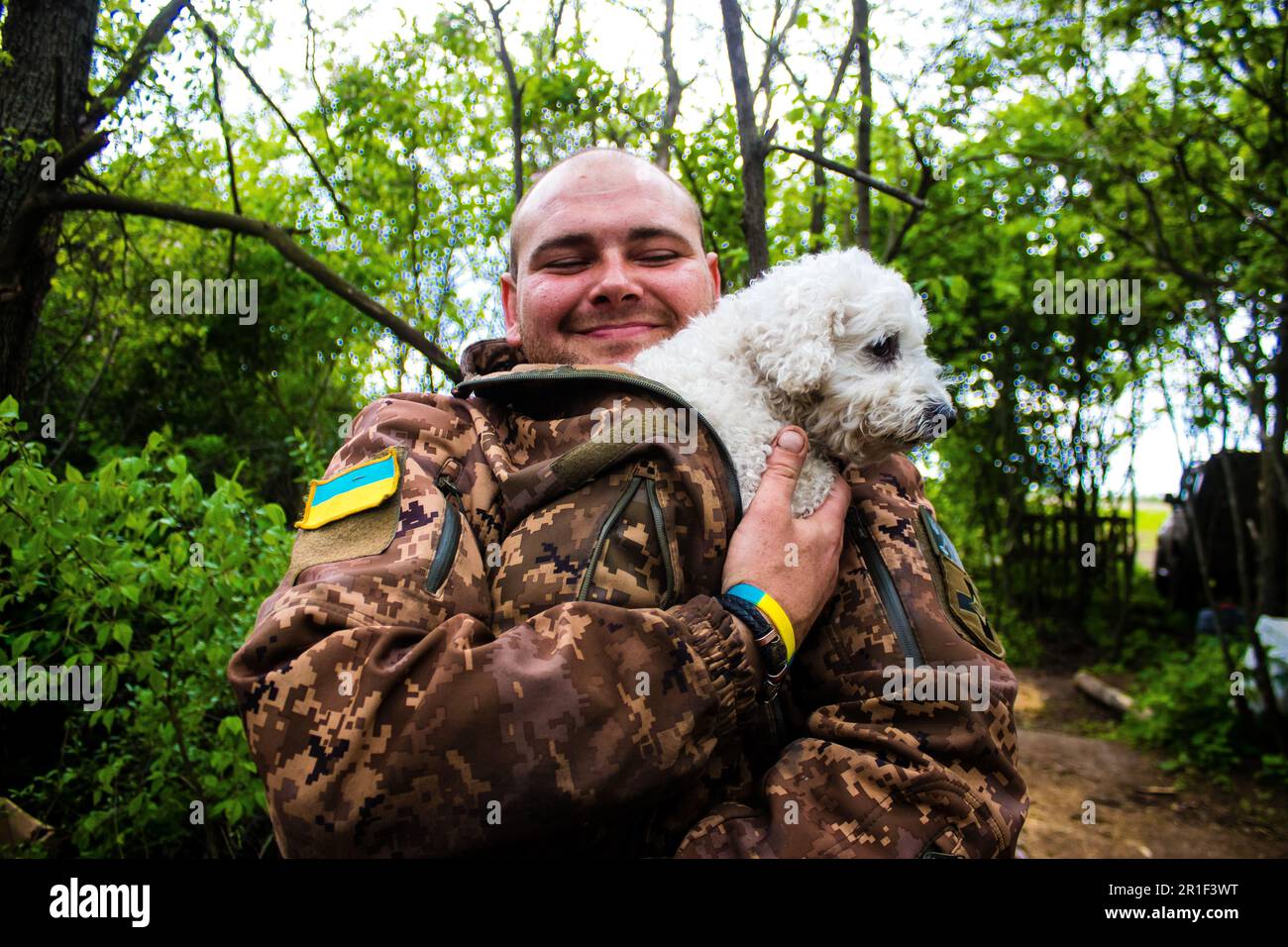 Ukrainian soldier of the 28th Artillery Battalion with a tactical war ...