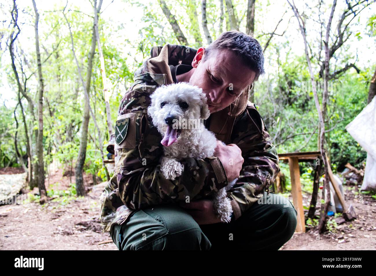 Ukrainian soldier of the 28th Artillery Battalion with a tactical war ...