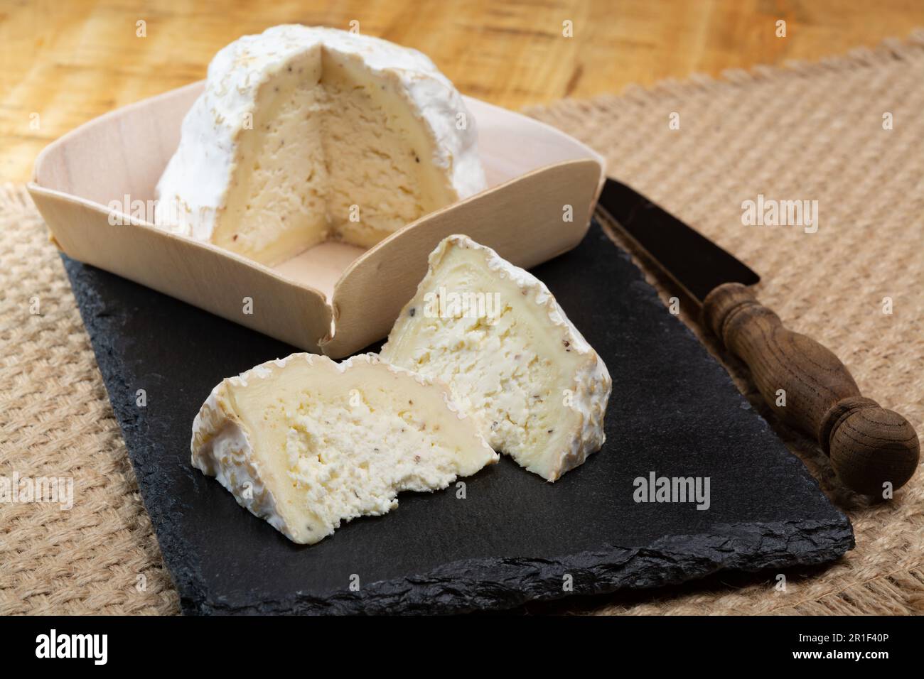 Cheese collection, soft cow French cheese with mold Gaperon artisanal ...