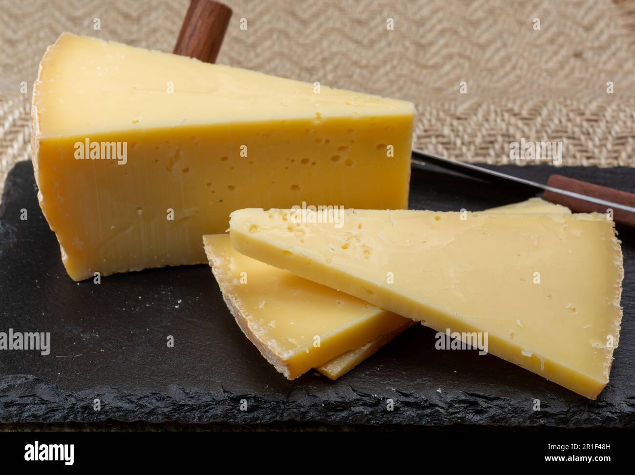 Swiss cheese collection, gruyere cheese made from unpasteurized cow's ...