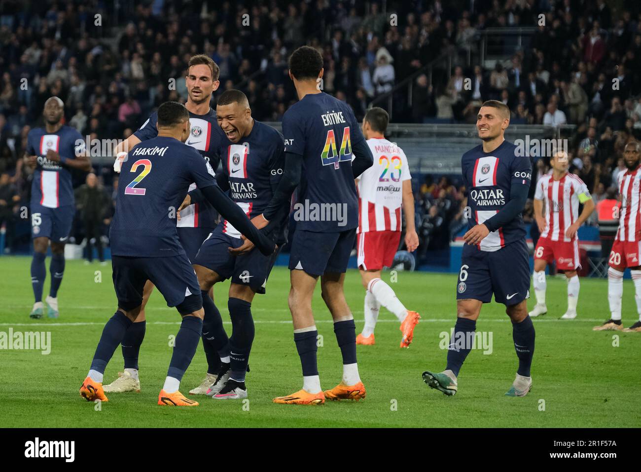 Paris, Paris, France. 14th May, 2023. Joy of PSG Defender ACHRAF HAKIMI ...