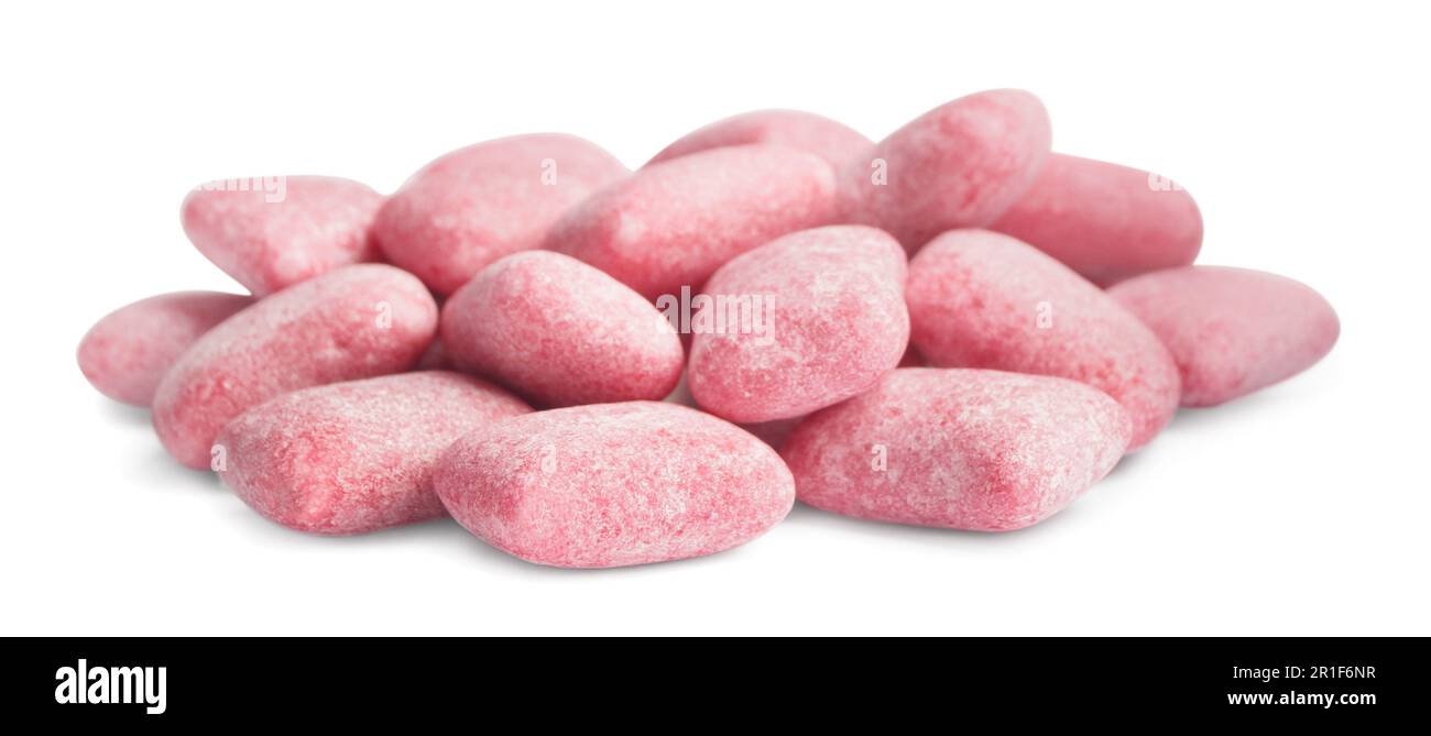 Heap of tasty sweet chewing gums on white background Stock Photo - Alamy