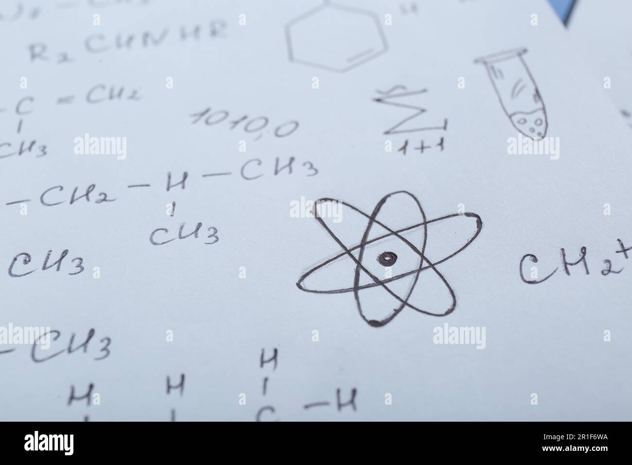 Sheet of paper with different mathematical formulas, closeup Stock ...
