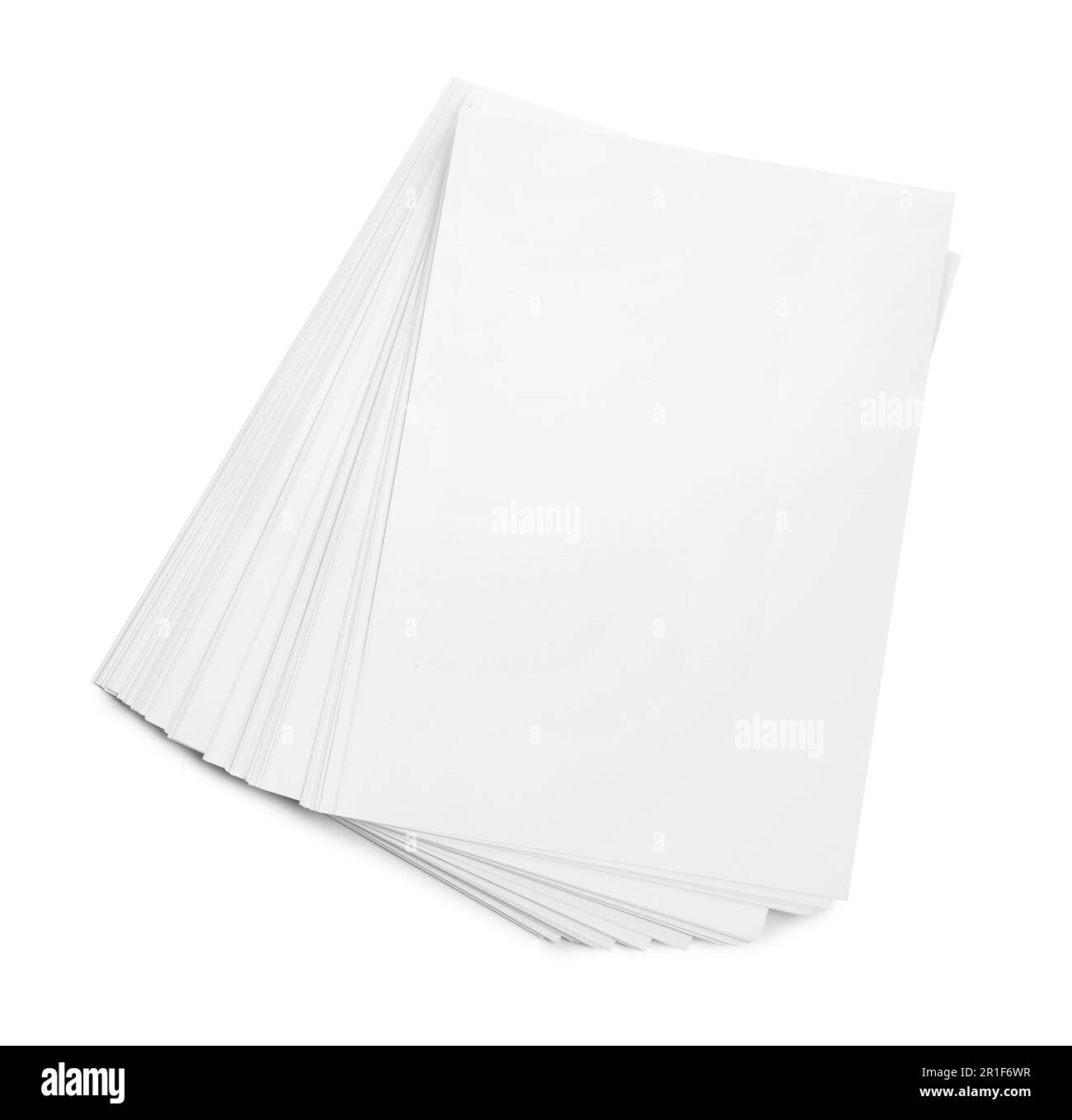Pile of paper sheets on white background, top view Stock Photo - Alamy