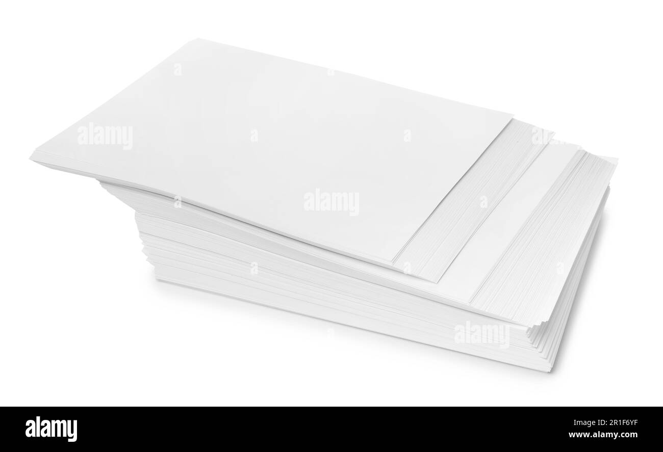 Stack recycled white paper paper Black and White Stock Photos & Images ...