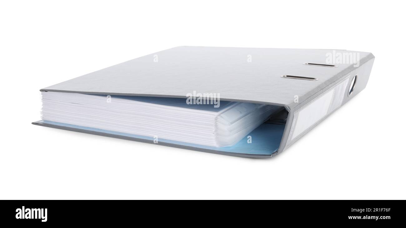 One grey office folder isolated on white Stock Photo - Alamy