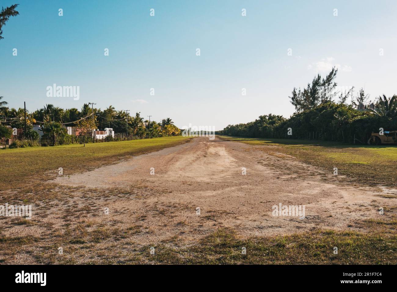 the dirt runway at Holbox Airport, Quintana Roo, Mexico Stock Photo - Alamy