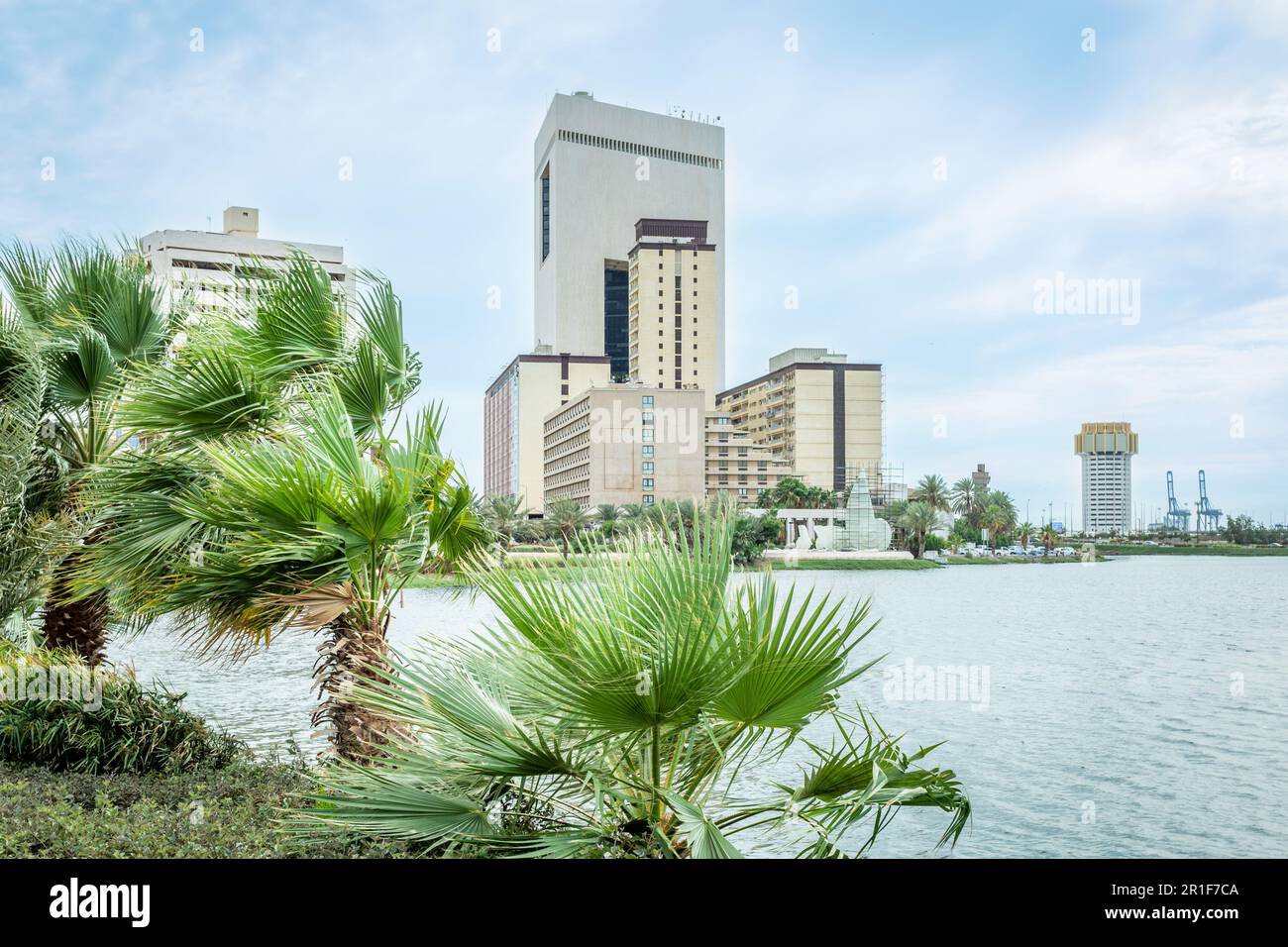 Jeddah downtown central district and lake Ar Arbaeen park, Saudi Arabia ...