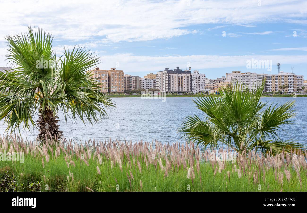 Jeddah downtown central district and lake Ar Arbaeen park, Saudi Arabia ...