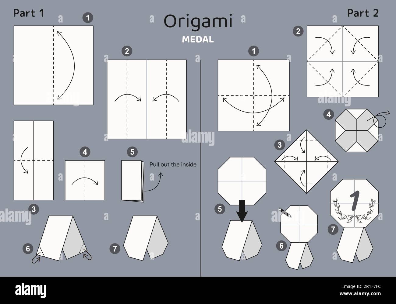 Origami tutorial for kids. Origami cute medal Stock Vector Image & Art - Alamy