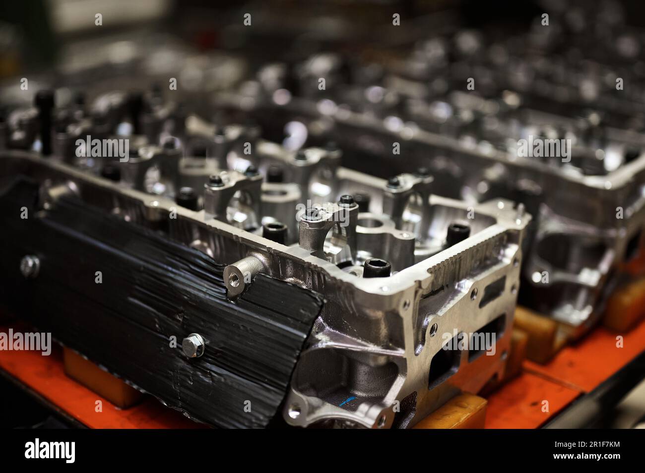 Aluminum cylinder heads of auto engine ready for assembling Stock Photo ...