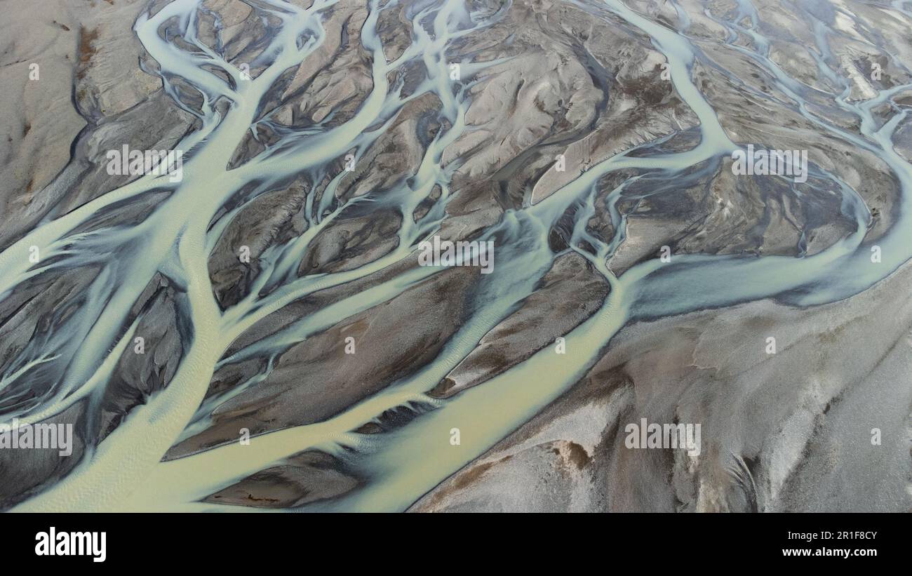 Glacial Rivers from Above. Aerial View of the River Streams from ...