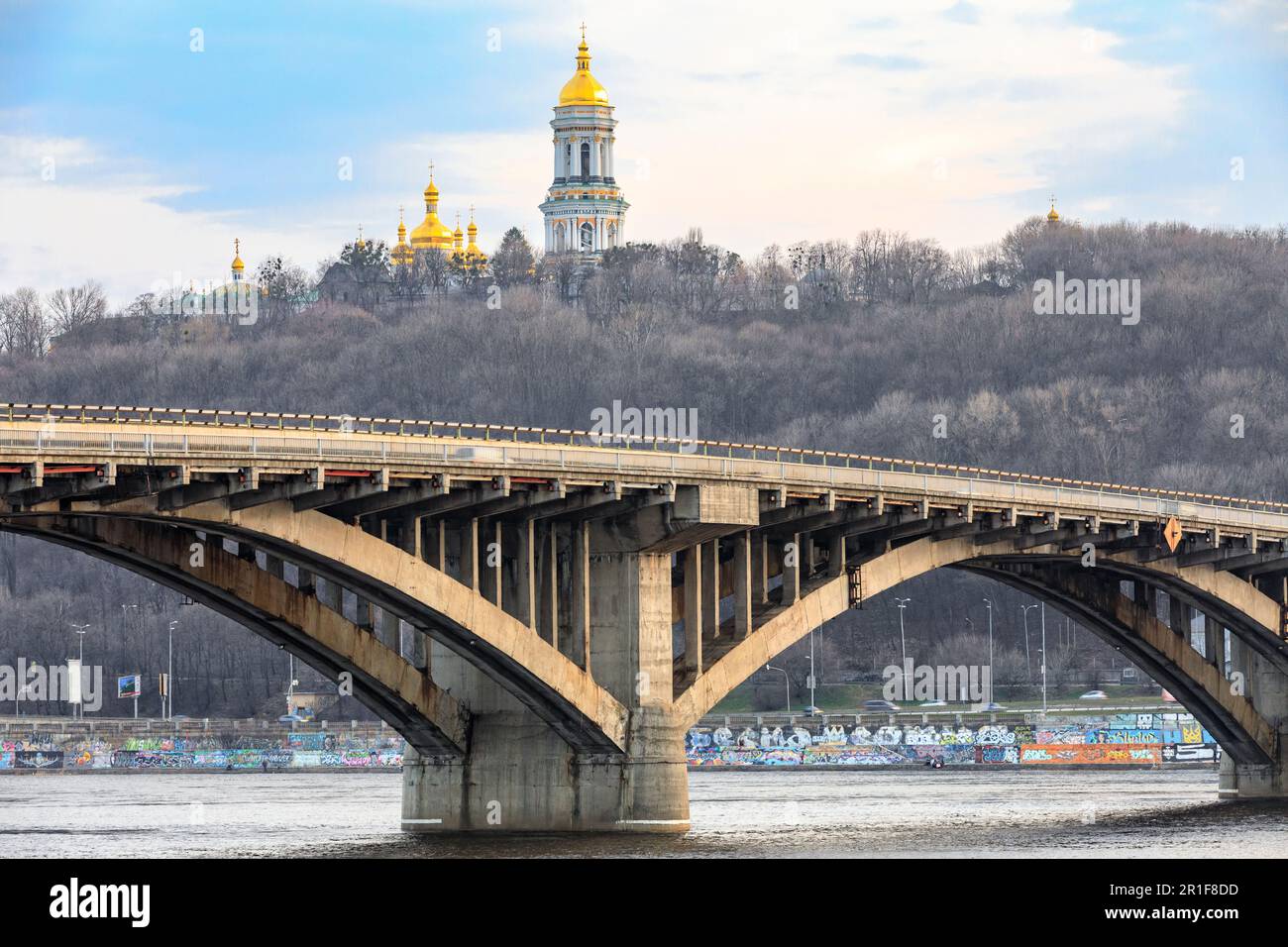 Eastern Europe,Ukraine, Kiev, Kyiv. Metro Bridge across the Dneiper ...
