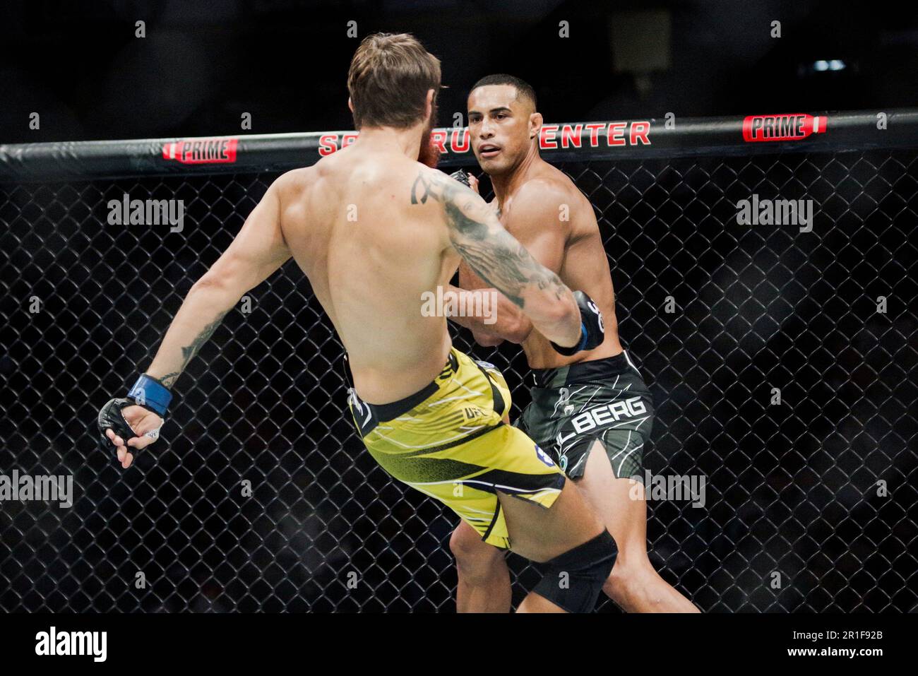 CHARLOTTE, NC - MAY 13: (L-R) Ihor Potieria kicks Carlos Ulberg at UFC ...