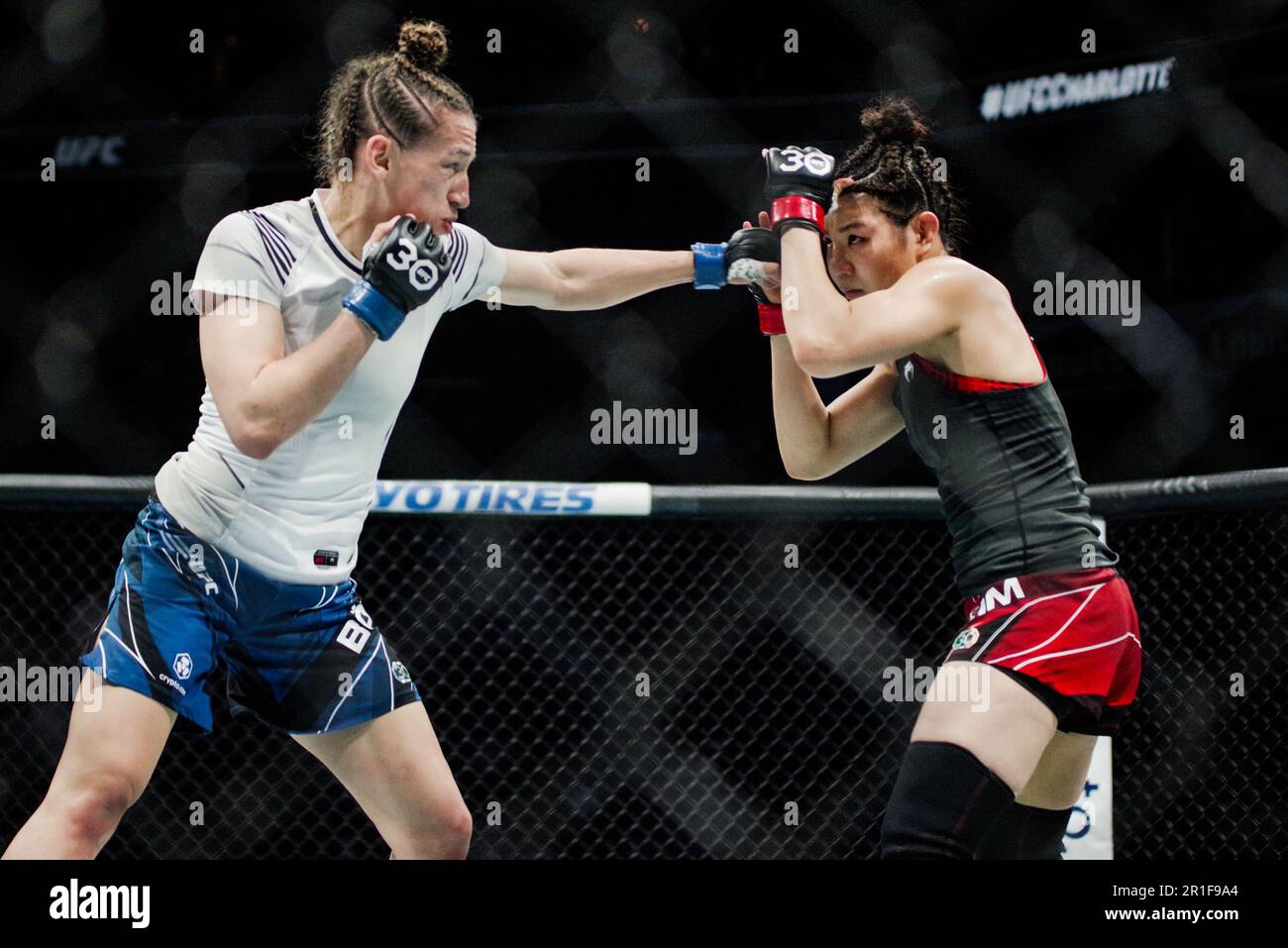 Charlotte, Nc, USA. 13th May, 2023. CHARLOTTE, NORTH CAROLINA - May 13:(L-R) Mandy Bohm punches ...