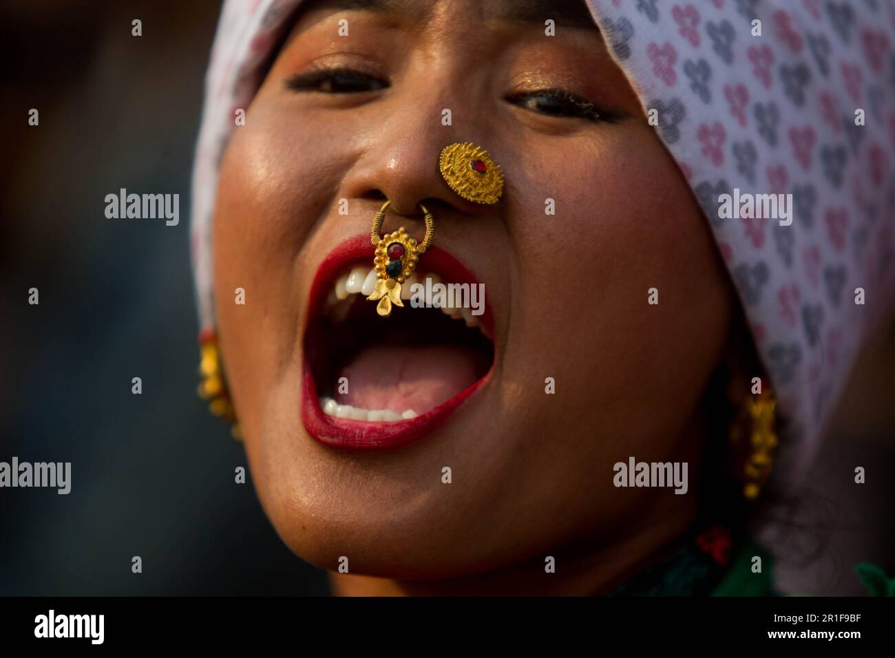 Kathmandu, Nepal. 13th May, 2023. A woman in traditional attire is ...