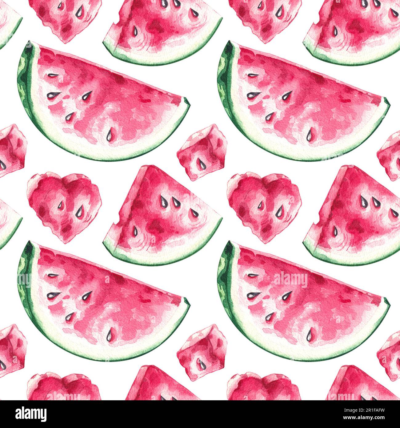 Watercolor watermelon pattern on a white background for design ...